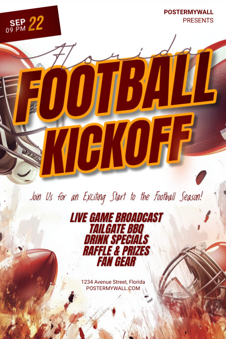 Copy of White Maximalist 3d Football Kickoff Poster | PosterMyWall