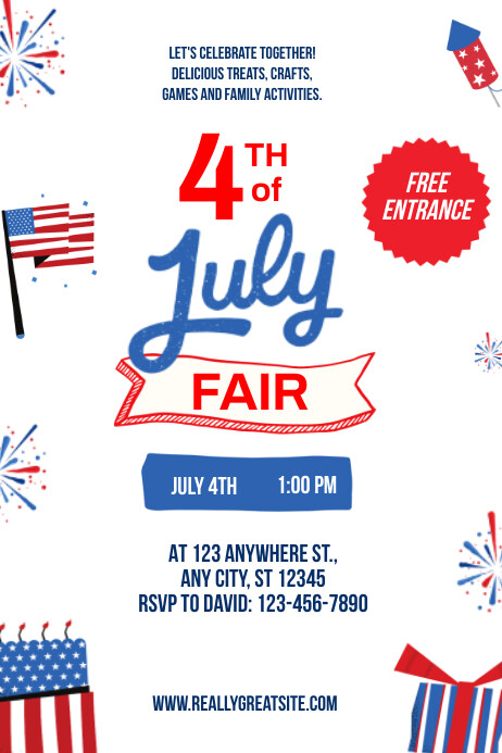 White Maximalist 4th July Fair Flyer Template | PosterMyWall