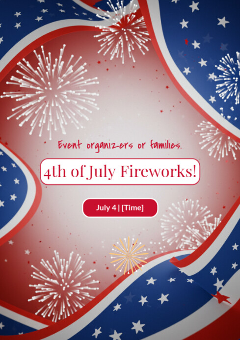 White Maximalist 4th Of July Fireworks A4 Template | PosterMyWall