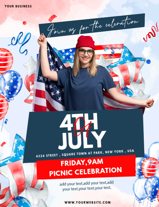 White Maximalist 4th Of July Party Poster Flyer (us Letter) Templat ...