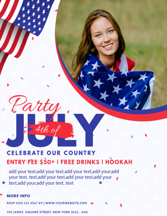 White Maximalist 4th Of July Party Poster Flyer (us Letter) Modelo ...