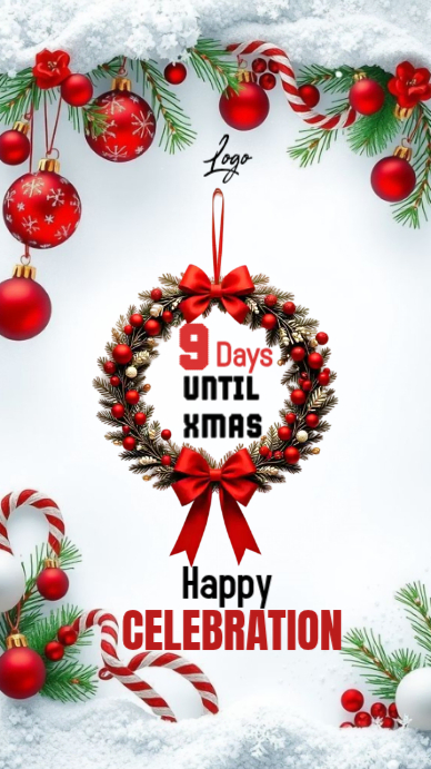 White Maximalist 9 Days Until Christmas Countdown Online Design Flyer ...