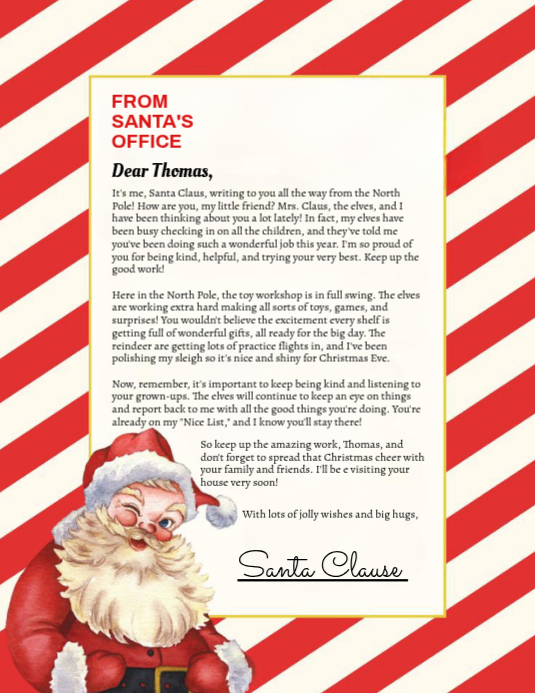 White Maximalist A Letter From Santa Clause Flyer (us Letter) Template ...