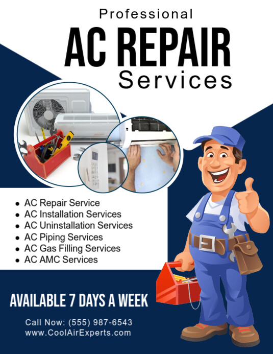 Copy of White Maximalist Ac Repair Flyer Flyer (us Letter) | PosterMyWall