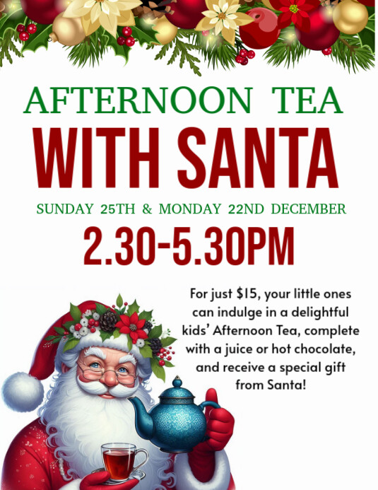 Copy of White Maximalist Afternoon Tea With Santa Flyer (us Letter ...