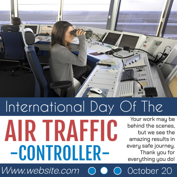 White Maximalist Air Traffic Controller Day Instagram Post Template | PosterMyWall