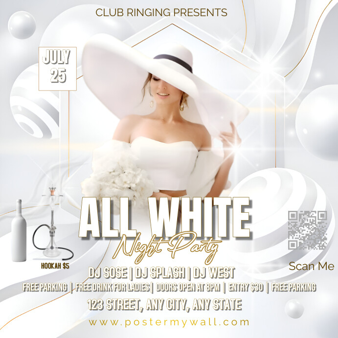 Copy of White Maximalist All White Party Flyer Templa | PosterMyWall