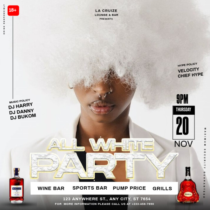 White Maximalist All White Party Instagram Post Template | PosterMyWall