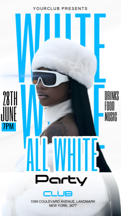 White Maximalist All White Party Instagram Story Template | PosterMyWall