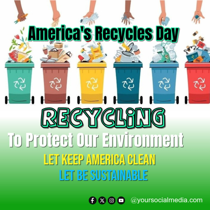 Plantilla de White Maximalist America Recycles Day 2024 America ...