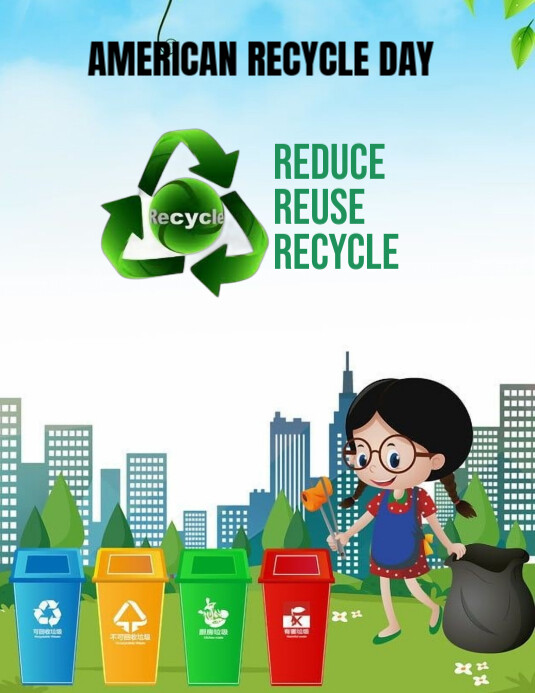 White Maximalist American Recycle Day Flyer (us Letter) Template ...