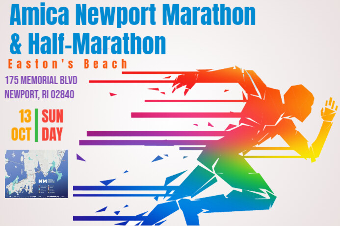 White Maximalist Amica Newport Marathon & Half-marathon Poster Template ...