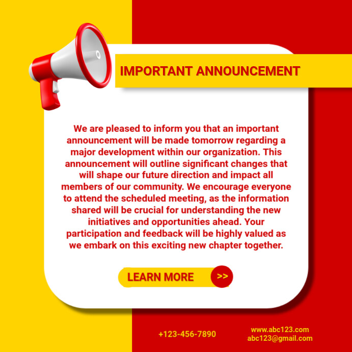 White Maximalist Announcement Instagram Post Template | PosterMyWall