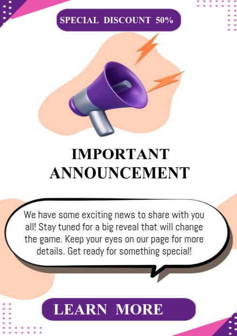 Copy of White Maximalist Announcement Template A4 | PosterMyWall
