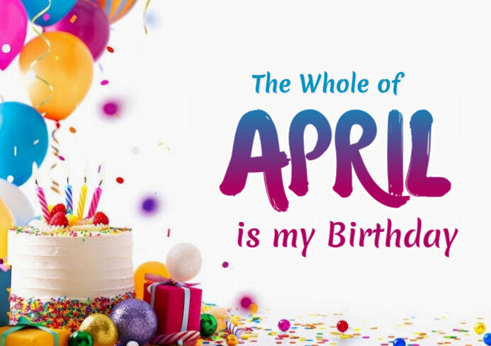 White Maximalist April Birthdays A4 Template | PosterMyWall