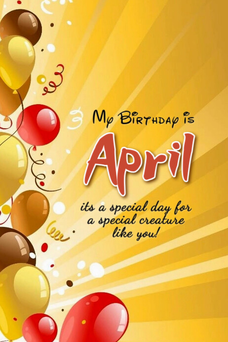 White Maximalist April Birthdays Banner 4' × 6' Template | PosterMyWall