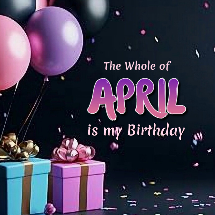 White Maximalist April Birthdays Instagram Post Template | PosterMyWall