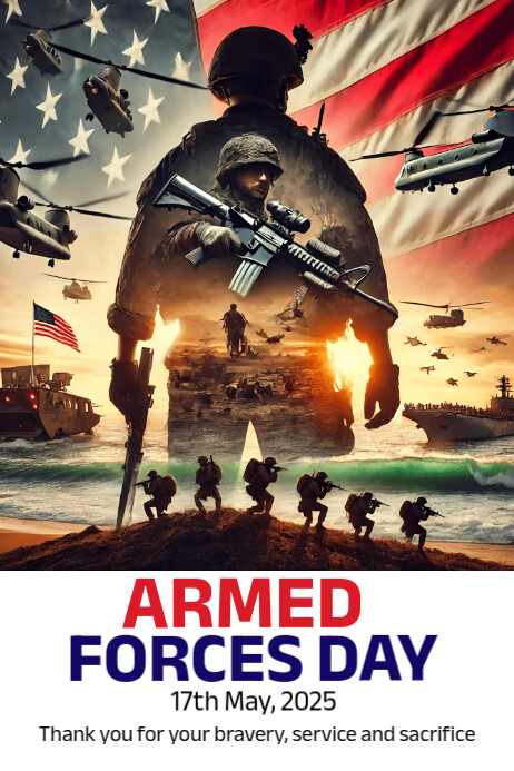 White Maximalist Armed Forces Day Poster Template | PosterMyWall