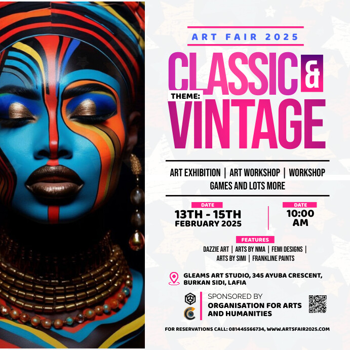 White Maximalist Art Exhibition Event Instagr Template | PosterMyWall