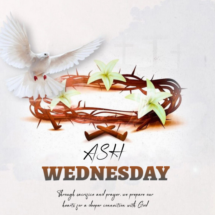 White Maximalist Ash Wednesday Logo Template | PosterMyWall