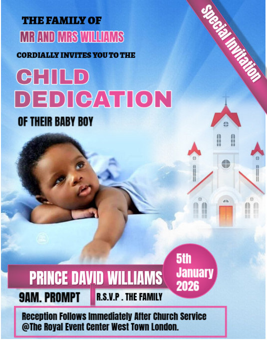 White Maximalist Baby Dedication Flyer Child Dedication Template Church ...