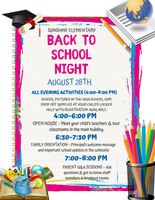 White Maximalist Back To School Night Flyer Flyer (us Letter) Template ...