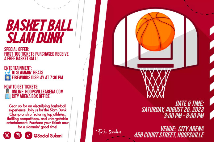 White Maximalist Basketball Slam Dunk Poster Template | PosterMyWall