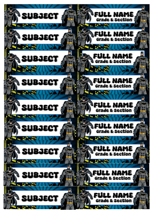 White Maximalist Batman Theme Nametags And Labels A4 Template ...