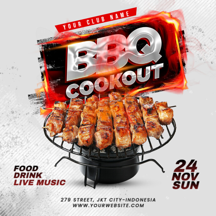 White Maximalist Bbq Cookout Instagram Post Template | PosterMyWall