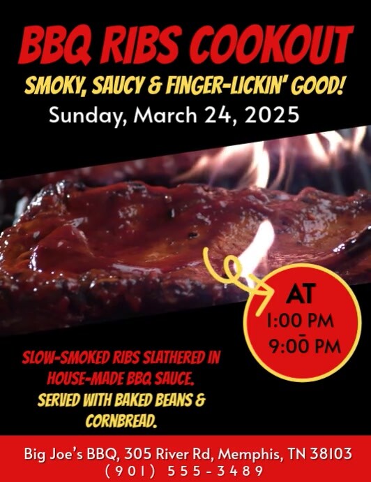 Copy of White Maximalist Bbq Ribs Cookout Flyer (us Letter) | PosterMyWall