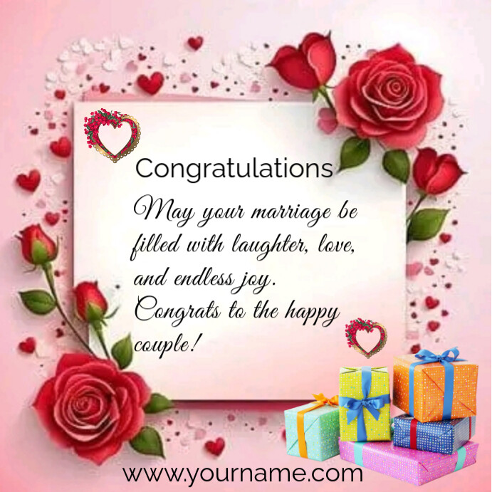 White Maximalist Beautiful Wedding Congratulations Message Instagram Post Template | PosterMyWall