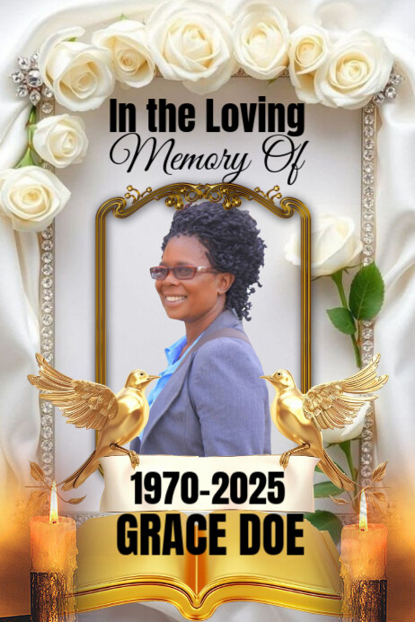 White Maximalist Bereavement Card Poster Template | PosterMyWall