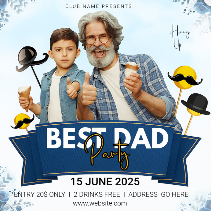 White Maximalist Best Dad Party Celebration Instagram Post Template ...
