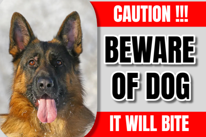 White Maximalist Beware Of Dogs Poster Template | PosterMyWall