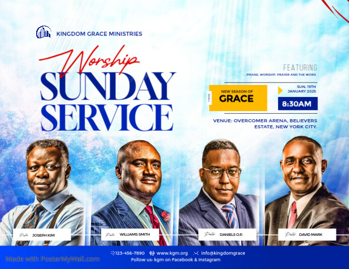 White Maximalist Bible Study, Church, Revival Prayer Worship And Praise, Sunday Service Flyer ...