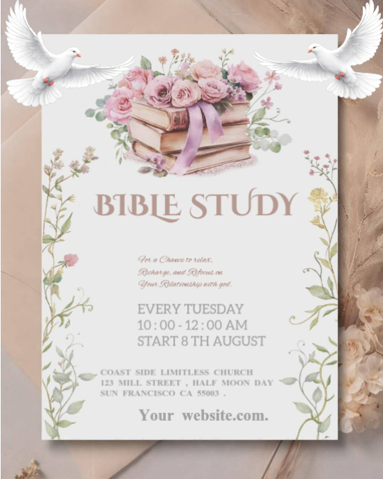 White Maximalist Bible Study Instagram Portrait Template | PosterMyWall