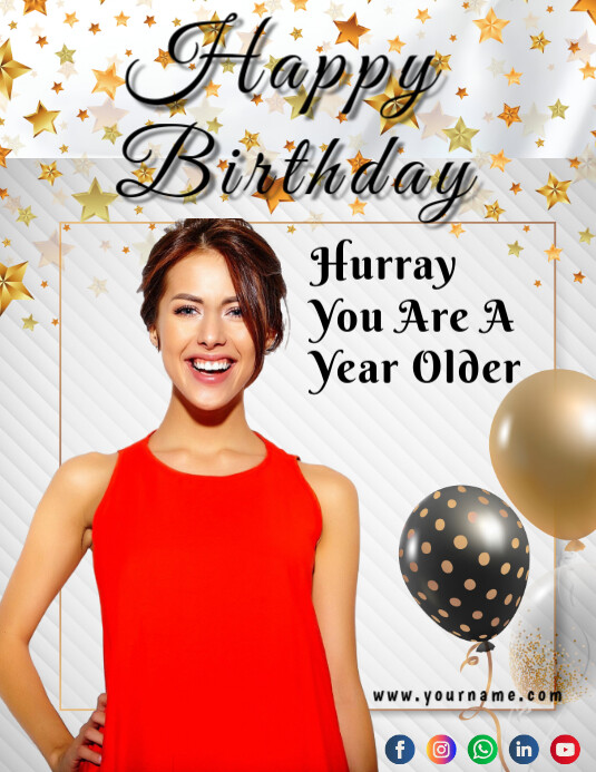 White Maximalist Birthday Celebration And Greetings Flyer (us Letter ...