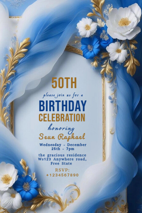 White Maximalist Birthday Invite Banner 4' × 6' Template | PosterMyWall