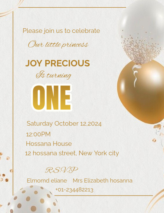 White Maximalist Birthday Invite Flyer (us Letter) Template | PosterMyWall