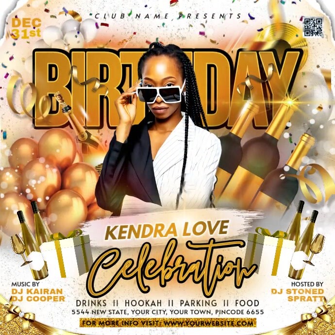 White Maximalist Birthday Party Flyer Instagram Post Template ...