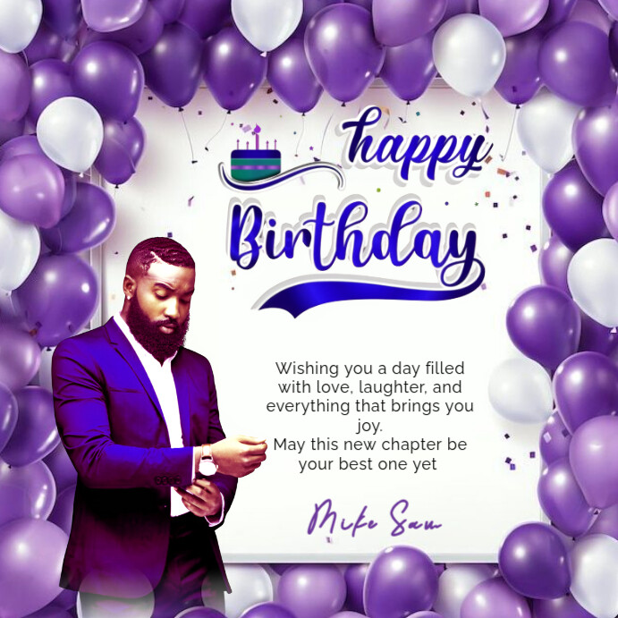 Copy of White Maximalist Birthday Square (1:1) | PosterMyWall