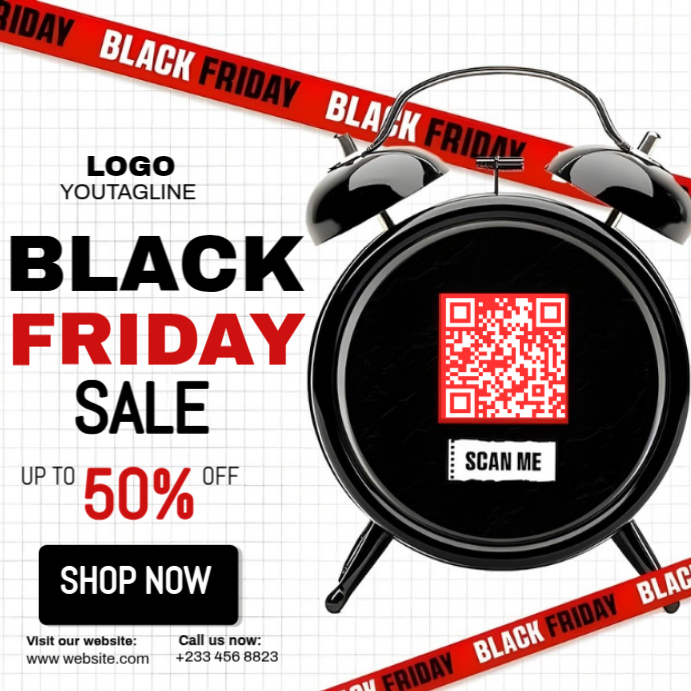 White Maximalist Black Friday Sale Flyer Instagram Post Template | PosterMyWall