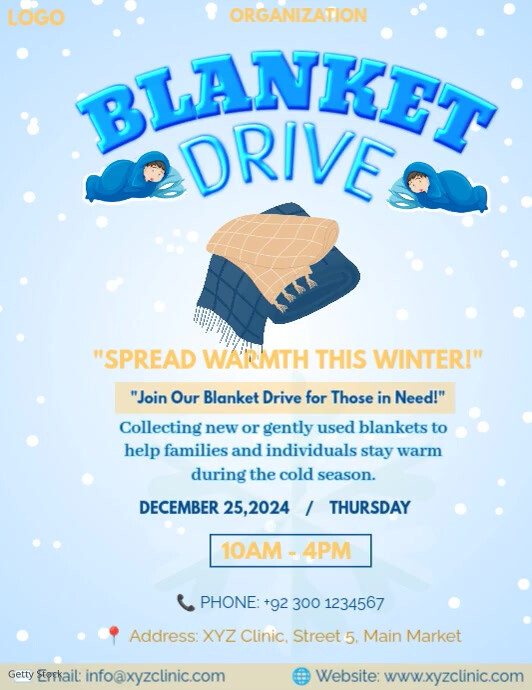 White Maximalist Blanket Drive Flyer (us Letter) Template | PosterMyWall