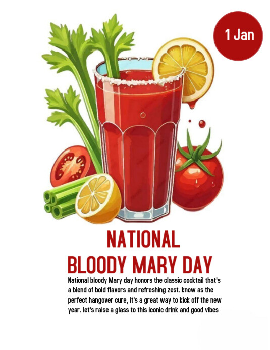 White Maximalist Bloody Mary Flyer (us Letter) Template | PosterMyWall