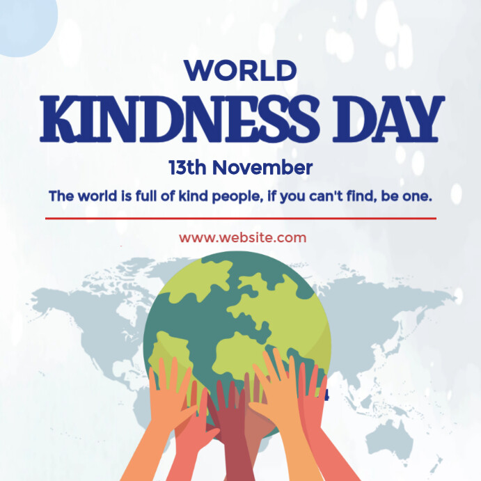White Maximalist Blue Illustrative World Kindness Day Instagram Post ...