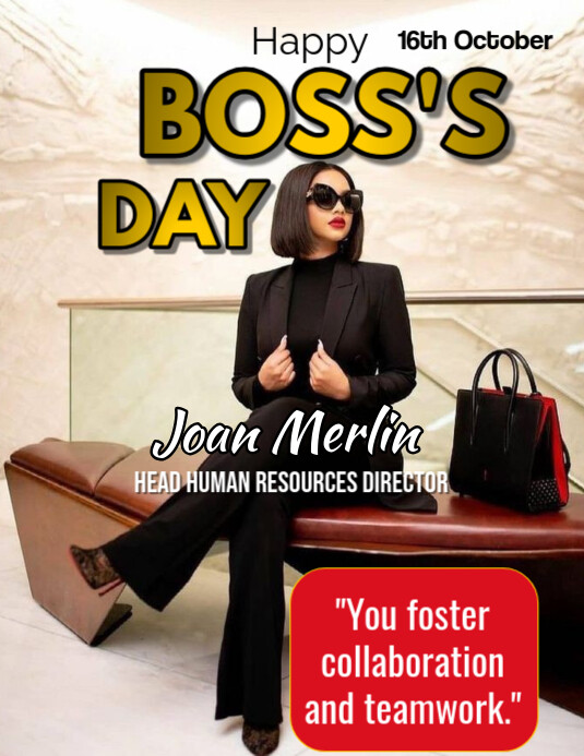 White Maximalist Boss Day Flyer (us Letter) Template | PosterMyWall
