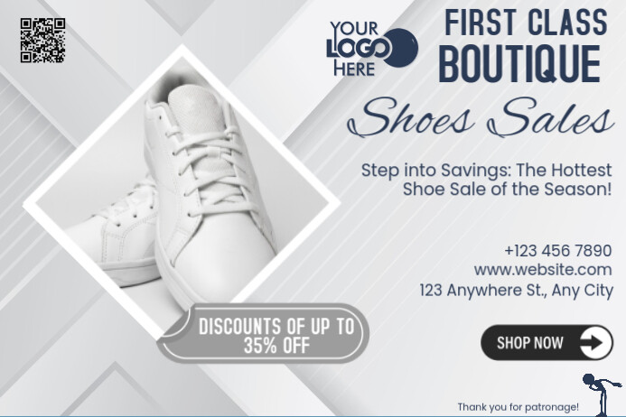 White Maximalist Boutique Shoes Sale Poster Template | PosterMyWall