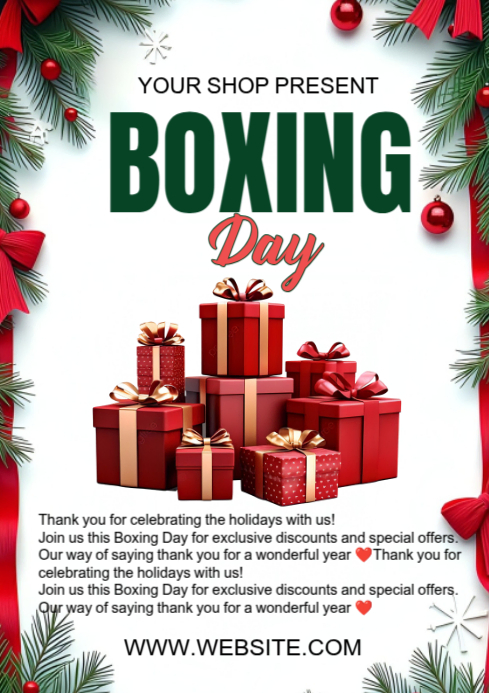 White Maximalist Boxing Day Celebration A4 Template | PosterMyWall