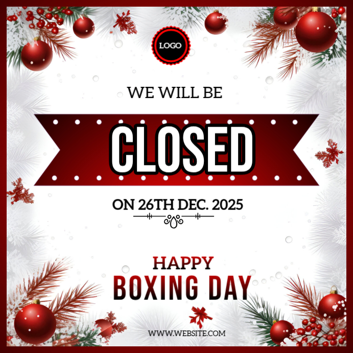 White Maximalist Boxing Day Closed Flyer Instagram Post Template ...