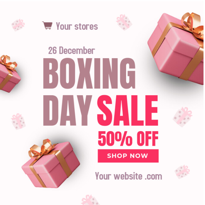 White Maximalist Boxing Day Instagram Post Template | PosterMyWall